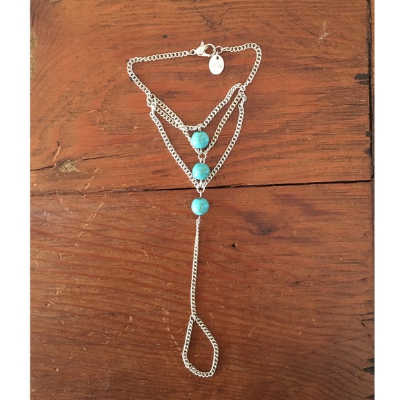 Icing | Jewelry | Silver Turquoise Hand Chain | Poshmark